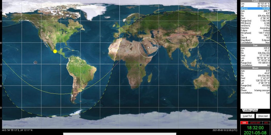 Tonight.. Chinese rocket debris will pass 4 times over the Arab world ...